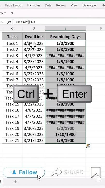 remaining days calculate in excel exceltricks exceltutorial excelhacks youtube
