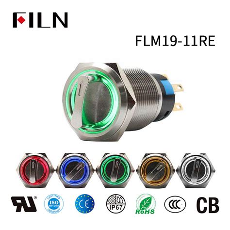 Metal Rotary Switch 3 Way Push Button Switch Latching Illuminated