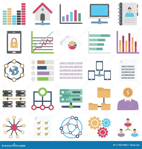 Mobile Data Science Color Isolated Vector Icons Set Every Single Icon Can Easily Modify Or Edit