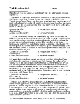 Text Structure Quiz By Chelsea Nunley TPT