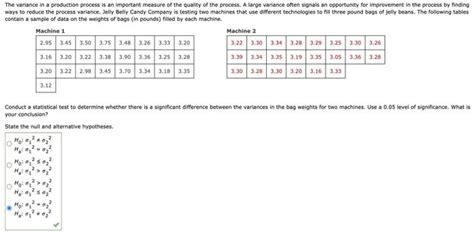 solved the variance in a production process is an important