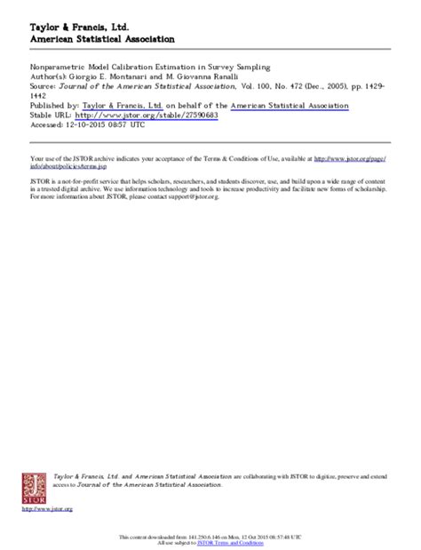 Pdf Nonparametric Model Calibration Estimation In Survey Sampling