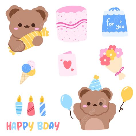 장식 스티커 일러스트 귀여운 곰 생일 파티 요소 스티커 일러스트 귀여운 일러스트 장식 일러스트 Png 일러스트 및 Psd 이미지 무료 다운로드 Pngtree