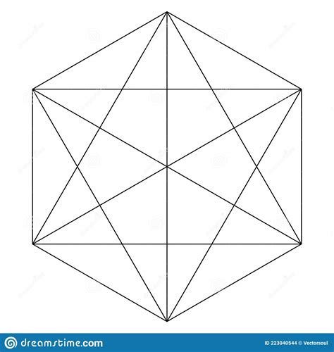 Geometric Polygone Element With Angles Drawn Intersected Lines Star Shape Grid Mesh Stock