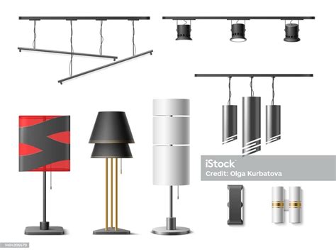 사실적인 램프 다른 유형 바닥 교수형 및 테이블 램프 로프트 샹들리에 현대 룸 조명 아늑한 최소 스타일 실내 인테리어 3d 개체