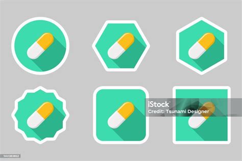 노란색 알약 캡슐 의학 벡터 마크 기호 노란색 스타일입니다 흰색 스트로크 디자인 알약 캡슐 아이콘 세트입니다 0명에 대한 스톡 벡터 아트 및 기타 이미지 Istock