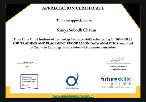 Saniya Chavan On Linkedin Dataanalytics Csr Quantumlearnings