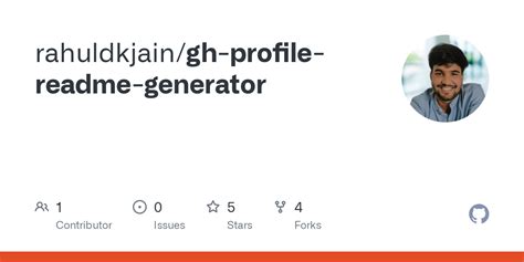 github rahuldkjain gh profile readme generator