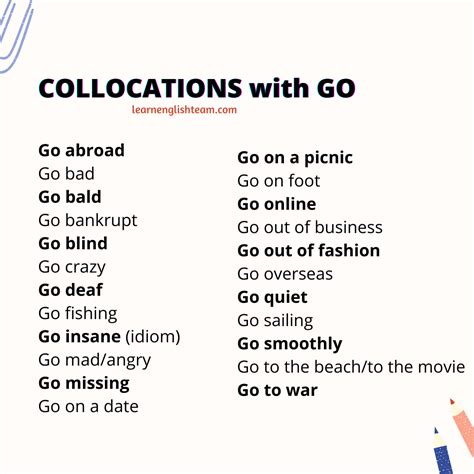 Collocations With GO List Examples
