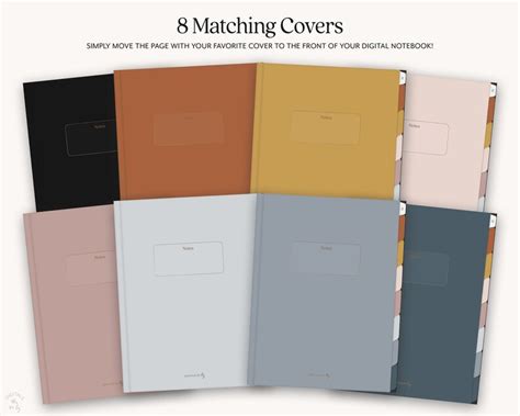 Dark Mode Digital Notebook 7 Hyperlinked Tabs Minimalist Portrait