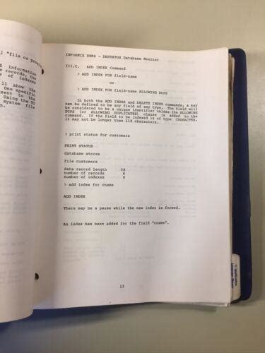 Vintage 1983 Informix Relational Database Systems For Unix Binder Rds