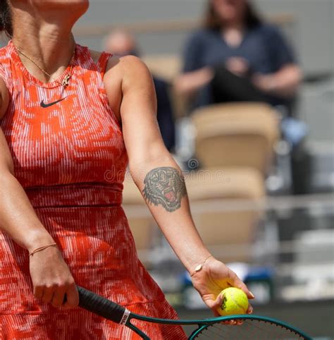 The Tiger Tattoo On The Arm Of Aryna Sabalenka During Her 2024 Roland