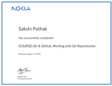 Sakshi Pathak On Linkedin Git Github Certification Nokia