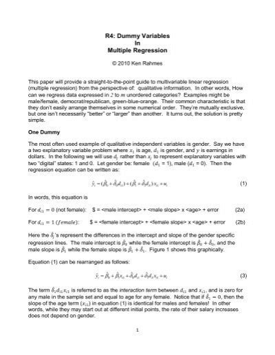 R4 Dummy Variables In Multiple Regression Kens Progress