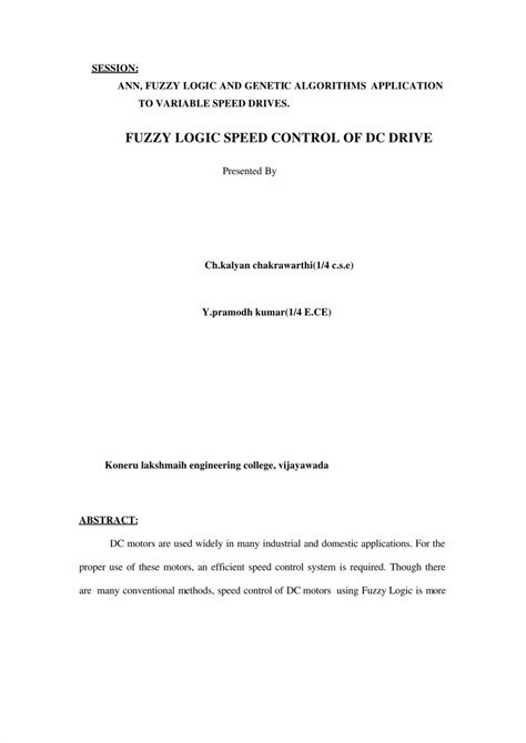 Pdf Fuzzy Logic Speed Control Of Dc Drive Dokumentips