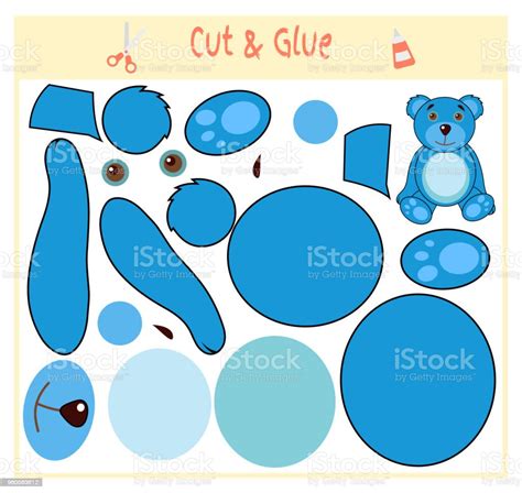 교육 종이 취학 전 어린이의 개발을 위한 게임 이미지와 종이에 접착제의 부분을 잘라 벡터 일러스트입니다 가 위와 접착제를 사용