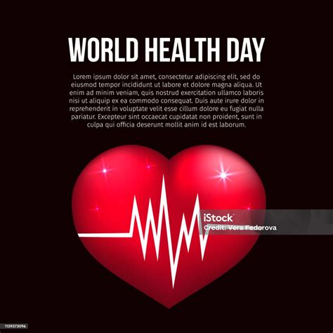 텍스트 현실적인 3d 심장 및 하트 비트와 세계 건강의 날 벡터 일러스트 의학 및 의료 타이포 그래피 포스터입니다 인사말 카드 배너 기호 전단지 등의 템플릿을 쉽게 편집 할