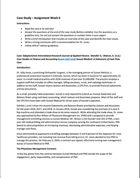 Case Study Assignment Week 6 Instructions Read The