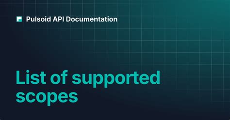 List Of Supported Scopes Pulsoid Api Documentation