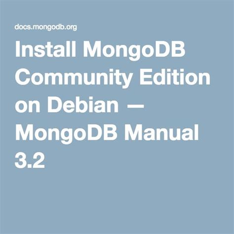 Install Mongodb Community Edition On Debian