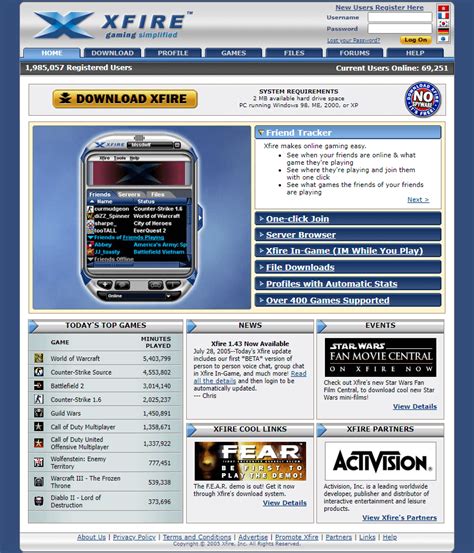 Xfire In 2005 Web Design Museum