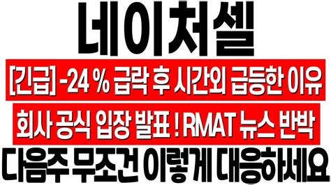 네이처셀 주가 전망 사측 공식 입장 발표 Rmat 뉴스 반박 급락 후 시간외 다시 올린 이유 네이처셀 목표가 분석 네이처셀 조인트스템 줄기세포 네이처셀 강경윤