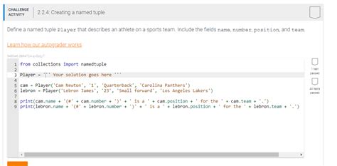 Solved Define A Named Tuple Player That Describes An Athlete