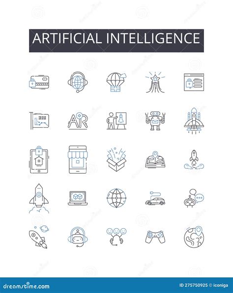 Artificial Intelligence Line Icons Collection Machine Learning Cognitive Computing Digital