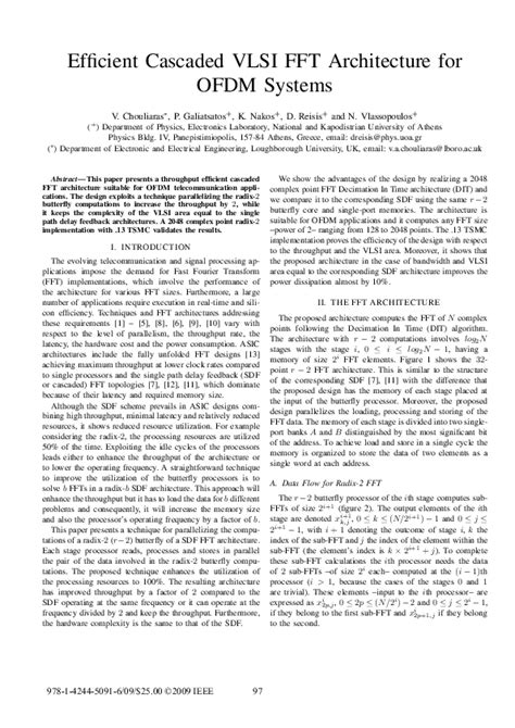 Pdf Efficient Cascaded Vlsi Fft Architecture For Ofdm Systems
