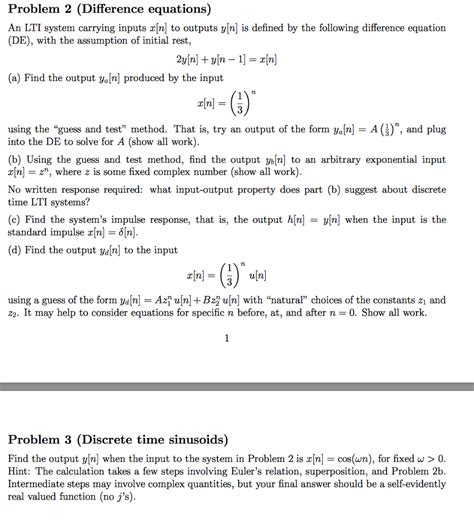 Solved Problem 2 Difference Equations An Lti System