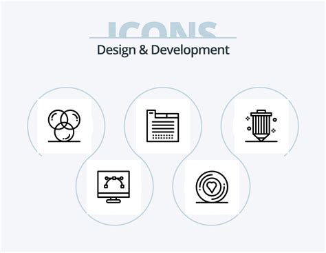 Design And Development Line Icon Pack 5 Icon Design Coding Design