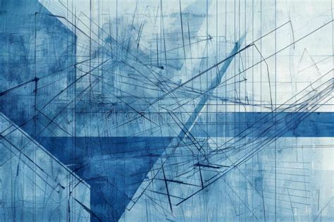 A Blue Abstract Artwork Featuring Various Intersecting Lines And Geometric Shapes In A Vibrant