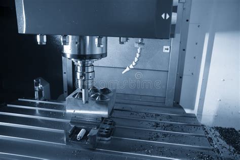 The Cnc Milling Machine Rough Cutting The Injection Mold Parts By Indexable Endmill Tools Stock