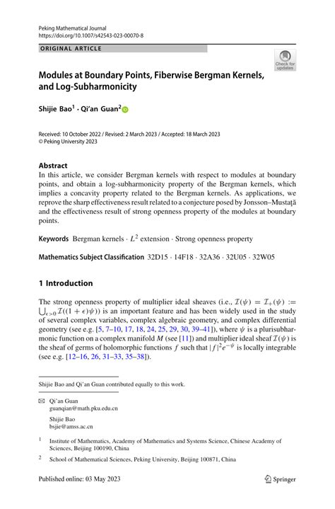 Pdf Modules At Boundary Points Fiberwise Bergman Kernels And Log