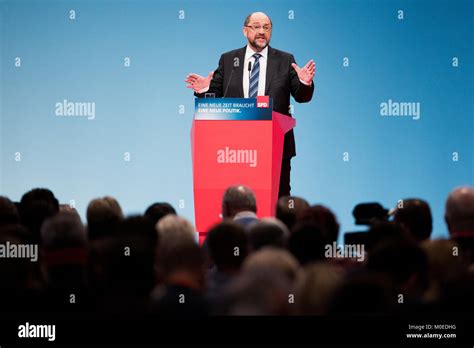 Bonn Germany 21st Jan 2018 Spd Chairman Martin Schulz Speaking