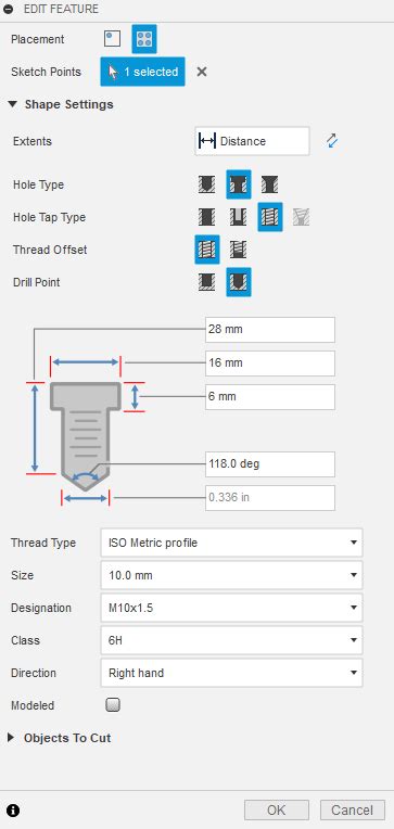 How To Create Threaded Hole Feature Autodesk Community