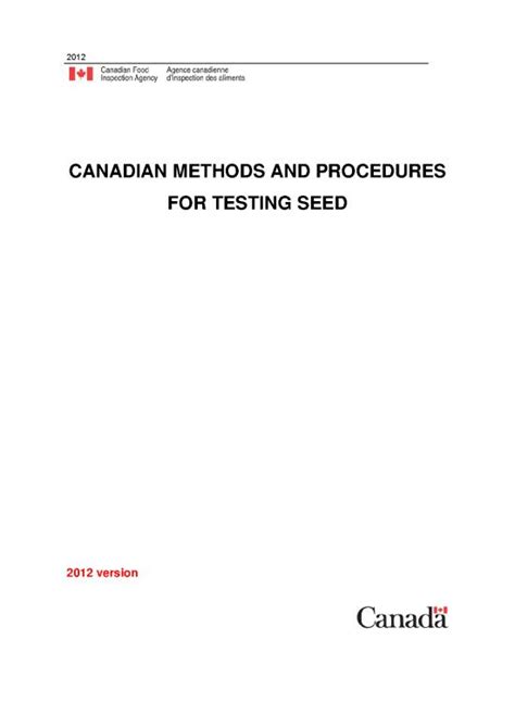 Seed Testing Methods Pdf 92304 Canadian Methods And Procedures For Testing Seed