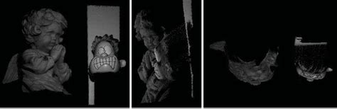 the reconstructed 3 d point clouds with texture top and depth