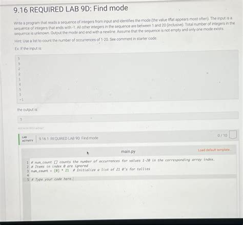 Solved 916 Required Lab 9d Find Mode Write A Program That