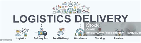 비즈니스를 위한 물류 배너 웹 아이콘입니다 빠른 배달 음식 배달 창고 추적 수령 및 유통 평면 벡터 그림 인포 그래픽 감시에