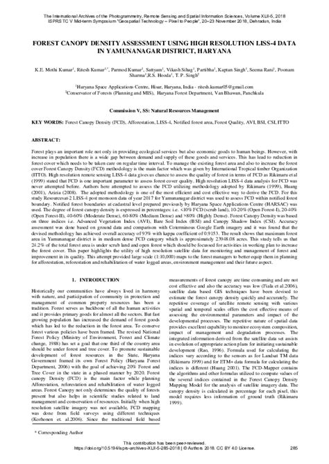 Pdf Forest Canopy Density Assessment Using High Resolution Liss 4