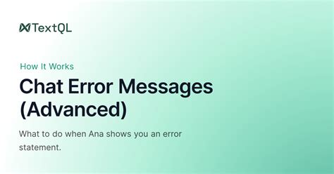 Chat Error Messages Advanced Textql Docs