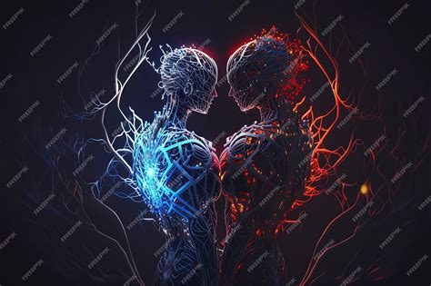 Premium Photo The Embrace Of Two Lovers Pose Of Humanoid Female And