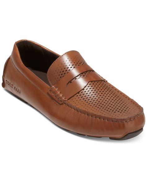 Cole Haan Grand Laser Driving Penny Loafer In British Tanjava Smart