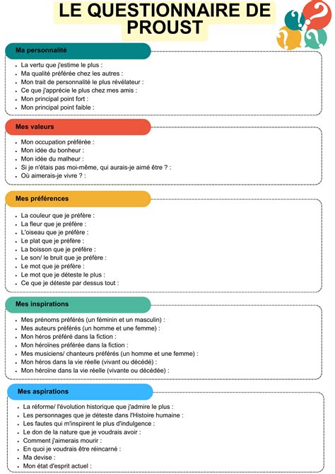 questionnaire de proust carnet le questionnaire de proust