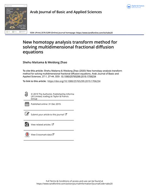 Pdf New Homotopy Analysis Transform Method For Solving Multidimensional Fractional Diffusion