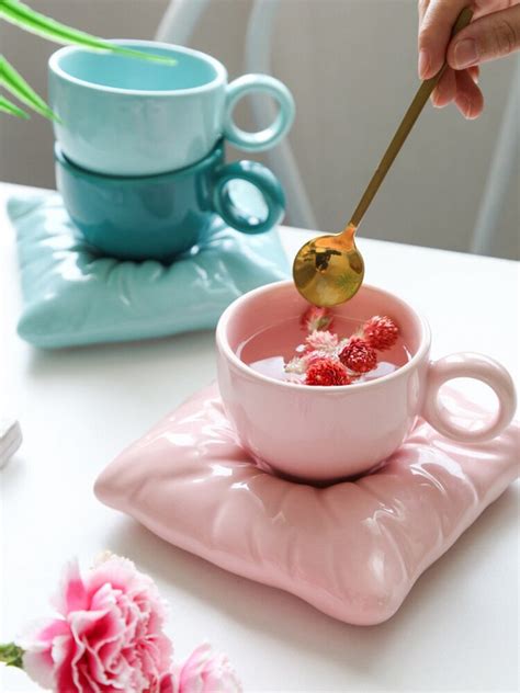 Badu Bg Северна творческа чаша за кафе и чинийка с подаръчна кутия керамична възглавница чаша и