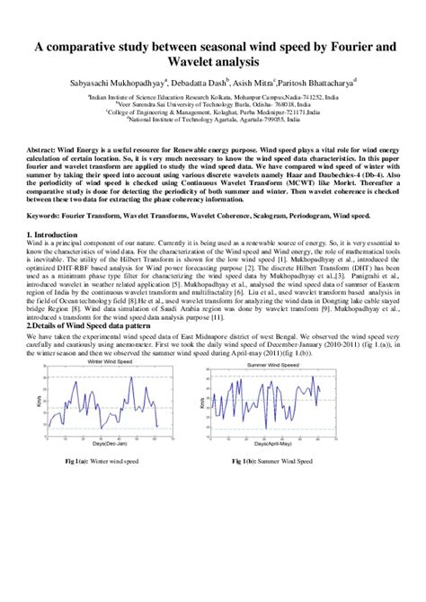 Pdf A Comparative Study Between Seasonal Wind Speed By Fourier And