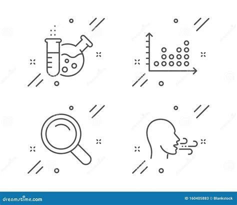 Chemistry Lab Search And Dot Plot Icons Set Breathing Exercise Sign Vector Stock Vector