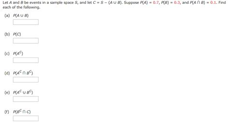 Solved Let A And B Be Events In A Sample Space S And Let C Chegg Com